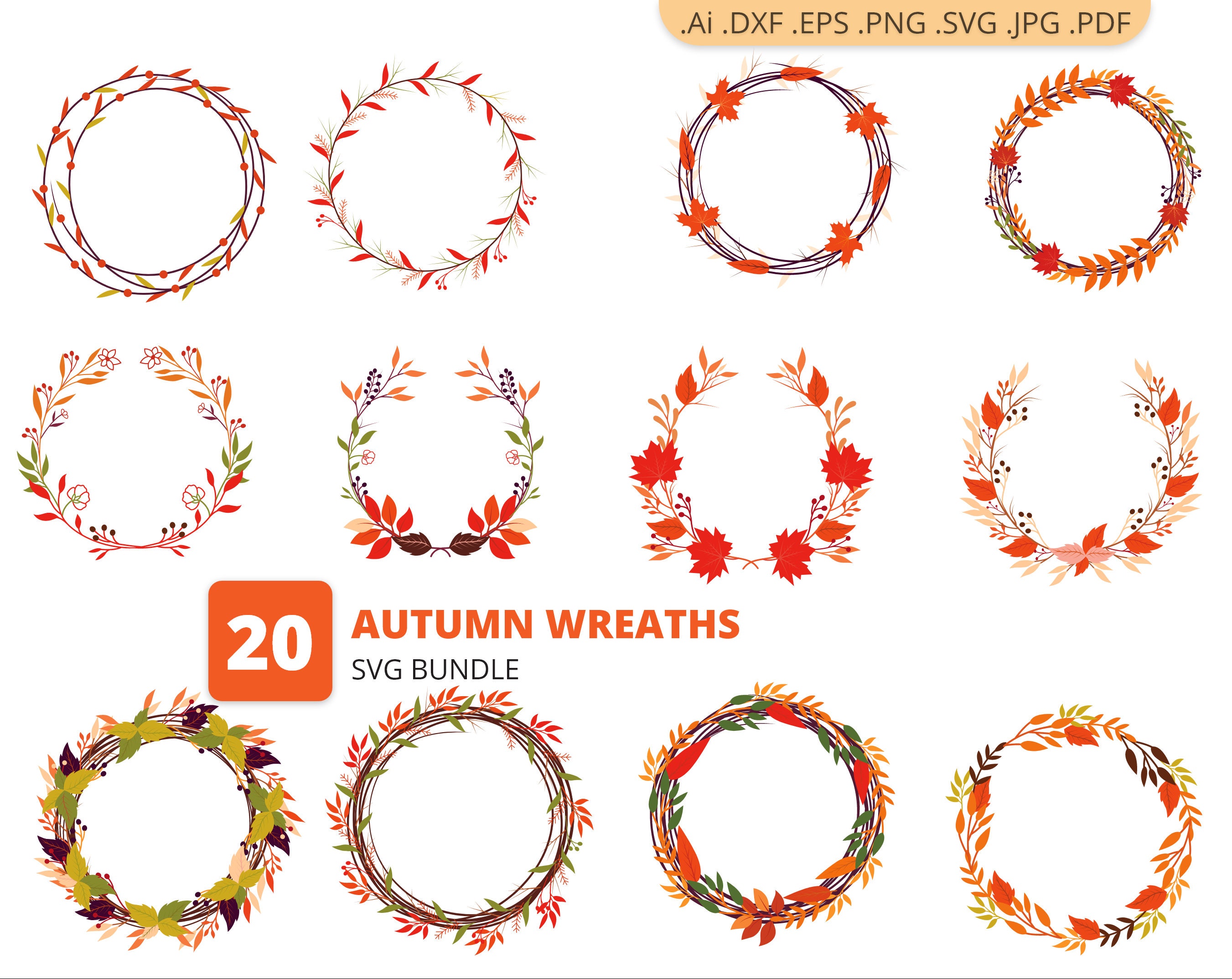 Autumn Wreath SVG Autumn Wreath Bundle SVG Autumn Wreath | Etsy