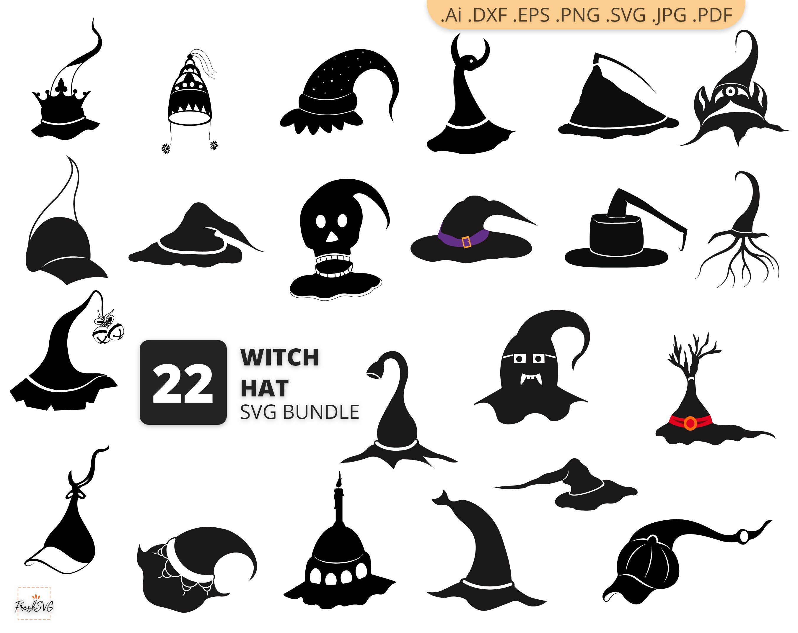 Witch Hat SVG Witch Hat Bundle SVG Witch Hat Silhouette Etsy