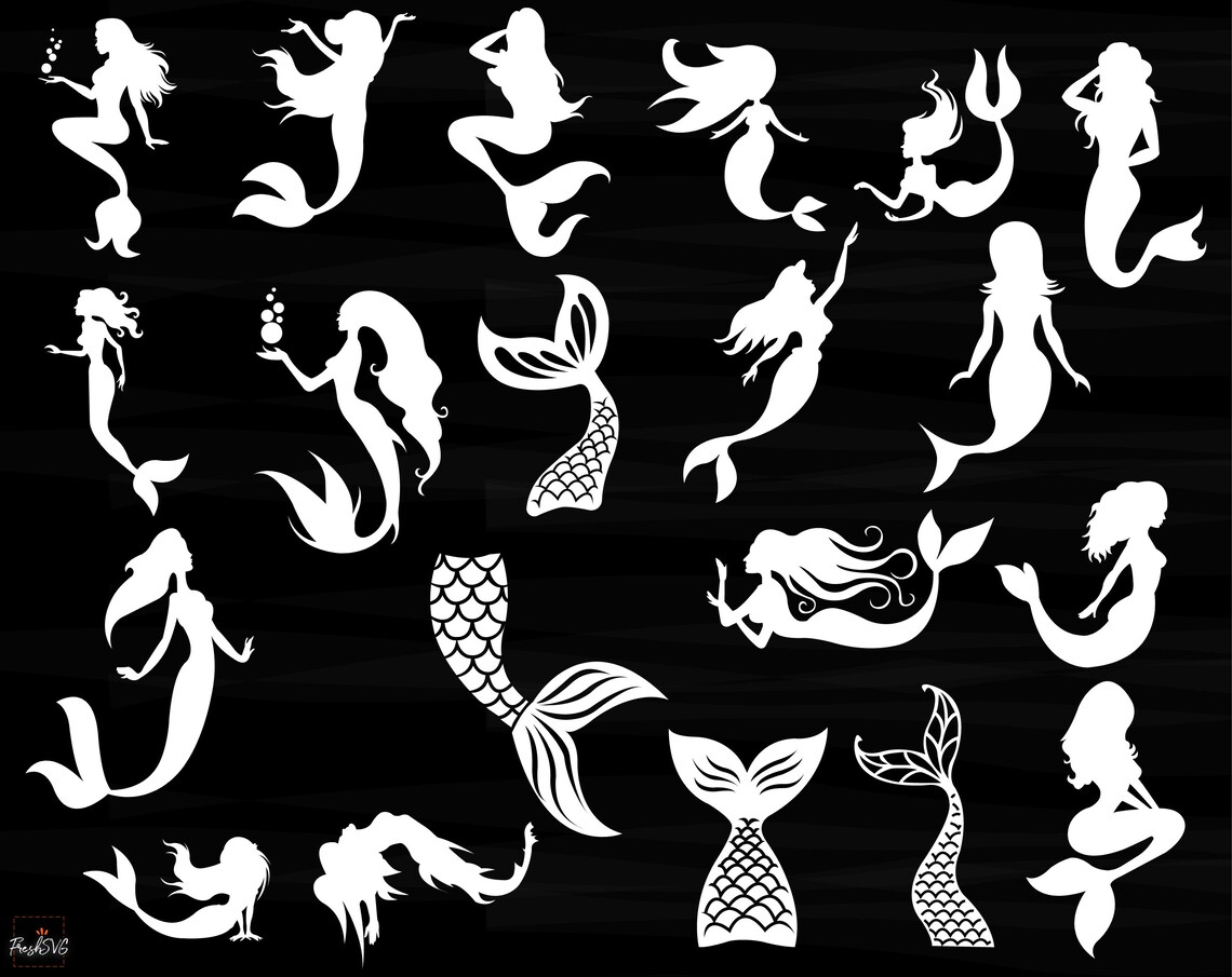 Mermaid SVG Mermaid Bundle SVG Mermaid Silhouette Mermaid | Etsy