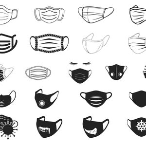 Mask SVG, Mask Bundle SVG, Mask Silhouette, Mask Clipart, Digital File ...