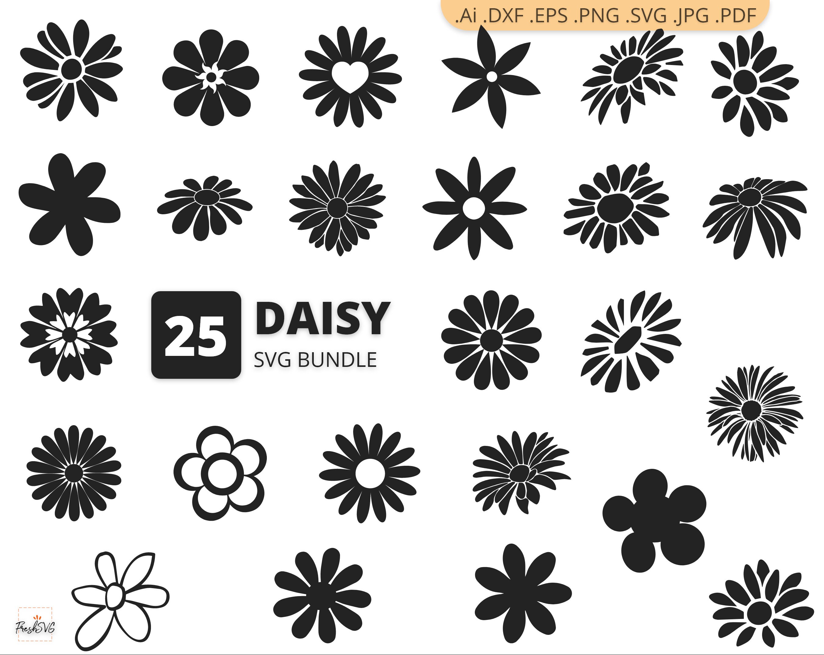 Daisy SVG Daisy Bundle SVG Daisy Silhouette Daisy Clipart - Etsy