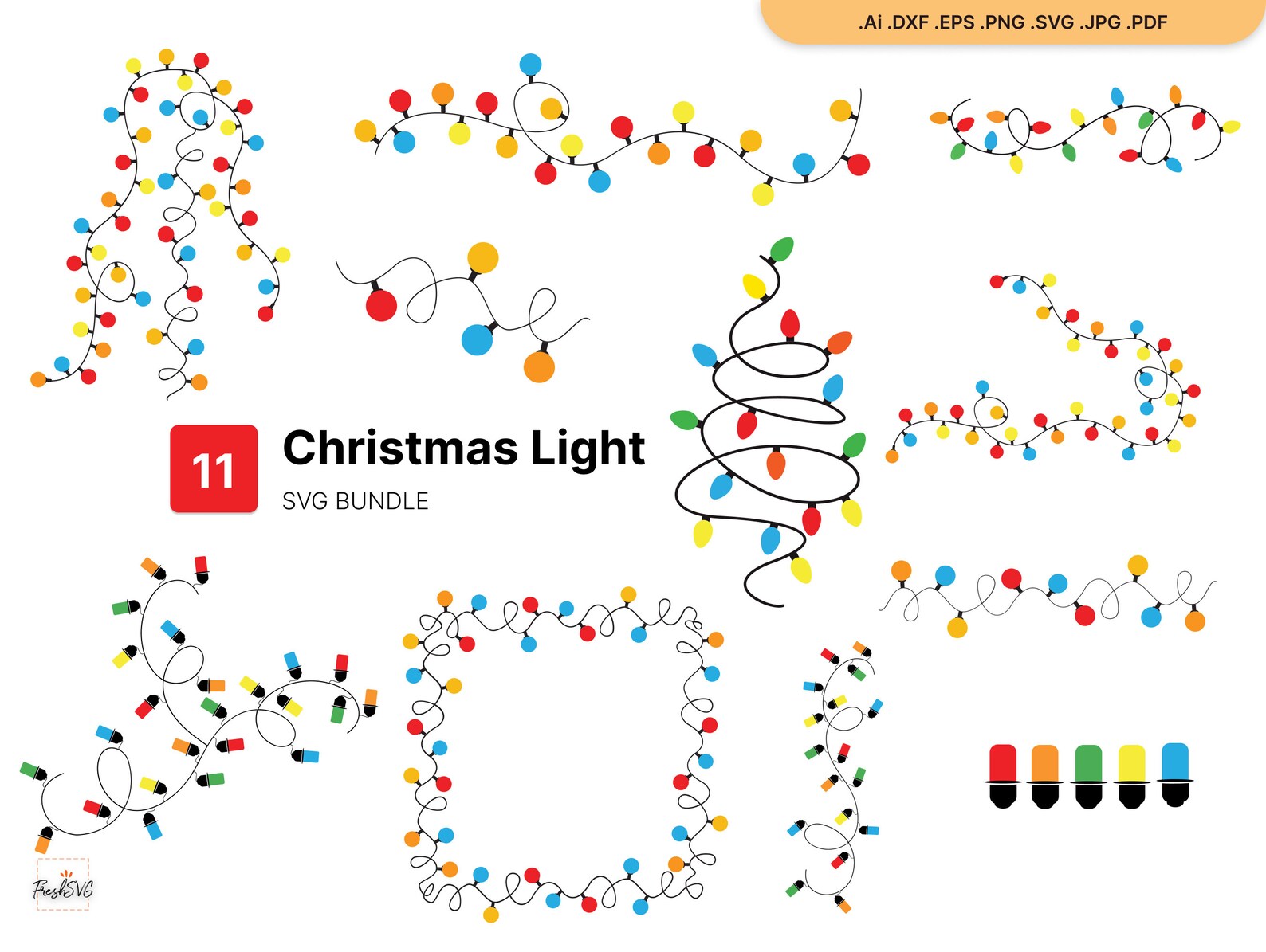 Christmas Lights SVG Christmas Lights Bundle SVG Merry - Etsy