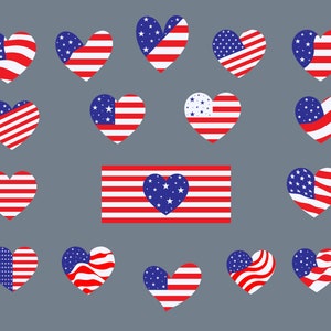 4th of July, American Flag Heart SVG, USA Flag Heart SVG Bundle ...