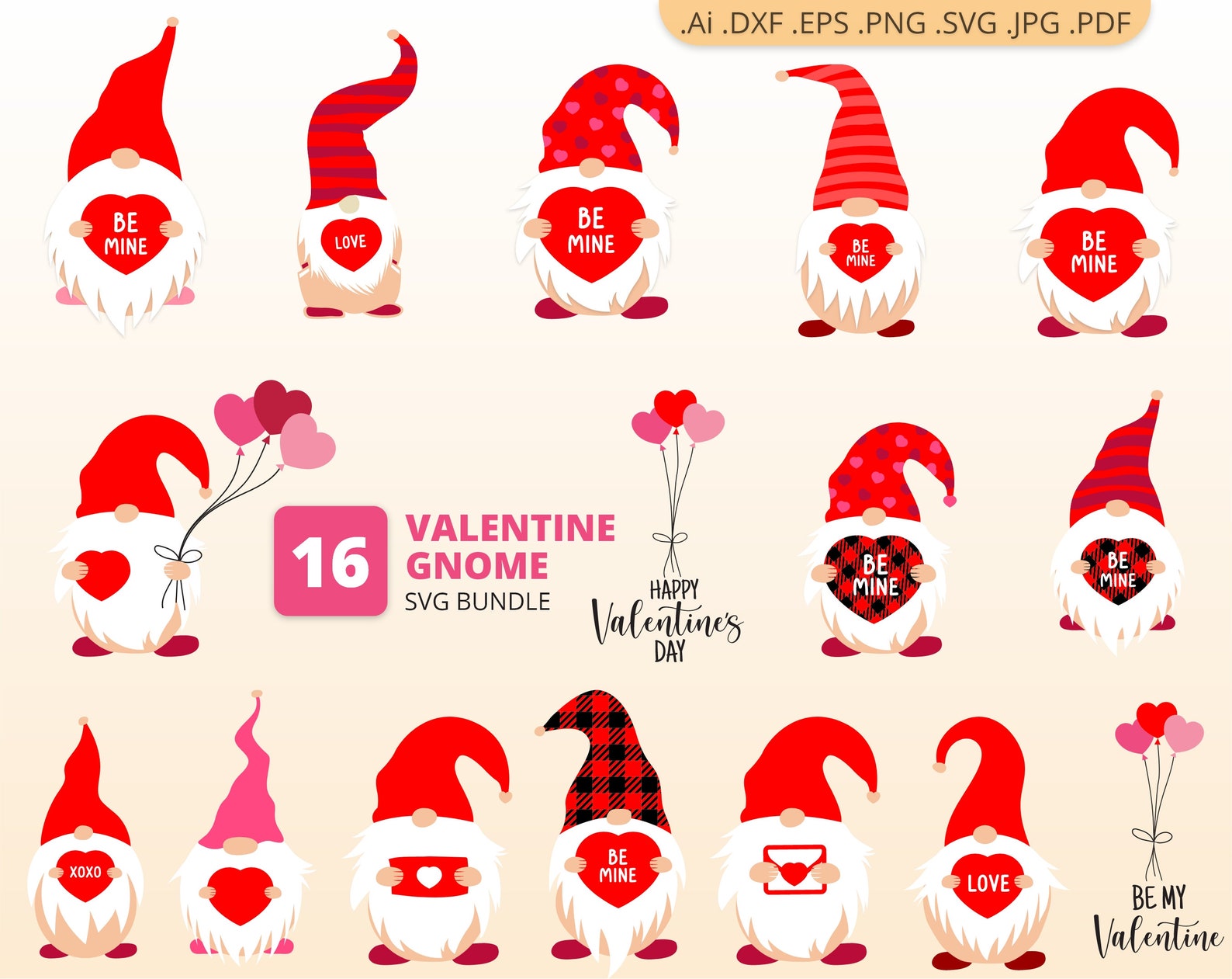 Valentine Gnome SVG Valentine Day Svg Bundle Valentine Gnome - Etsy