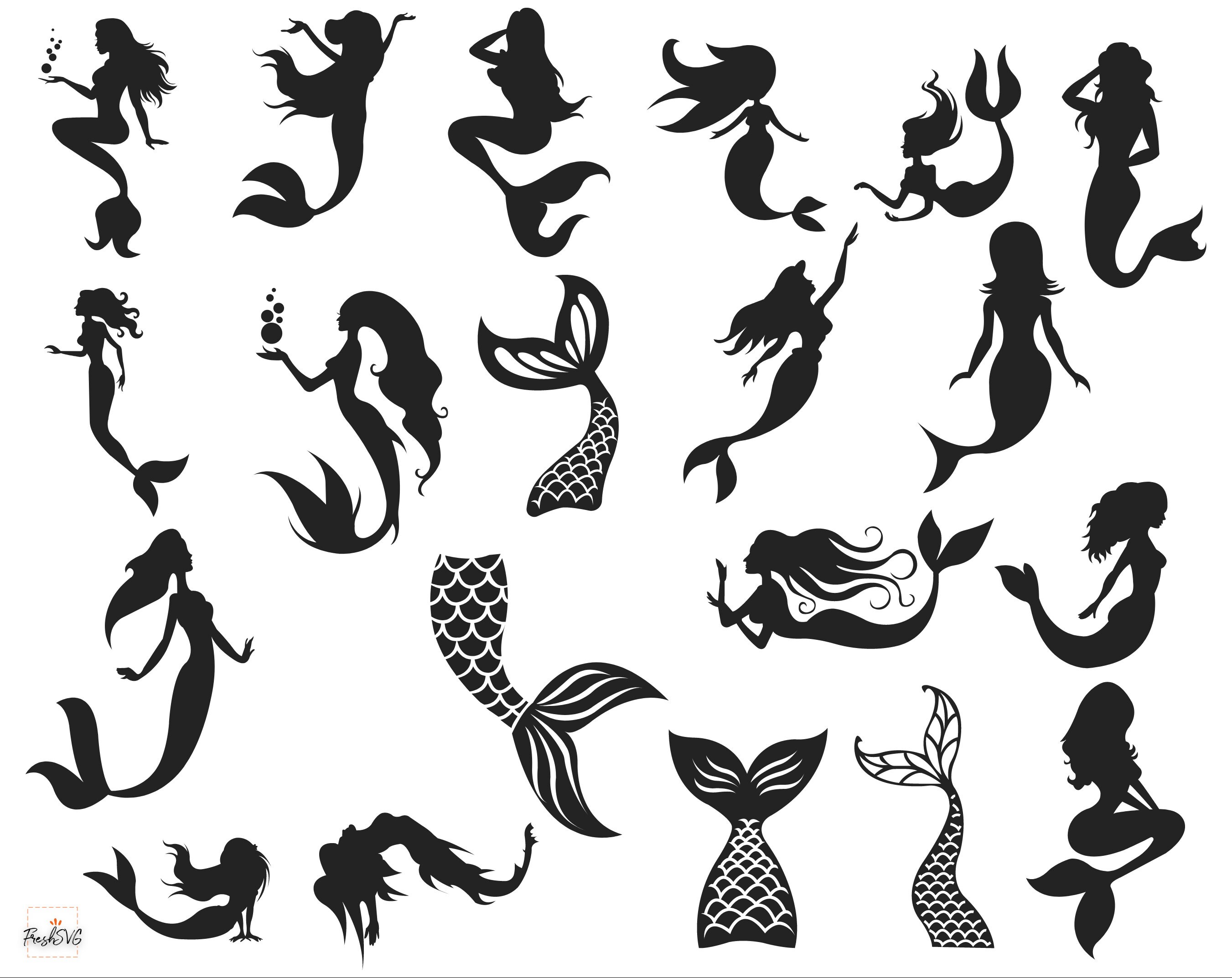 Sirena SVG Paquete de sirena SVG Silueta de sirena Clipart - Etsy México