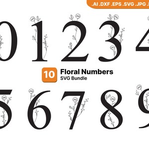 Floral Number SVG, Floral Numbers SVG Bundle, Silhouette, Clipart ...