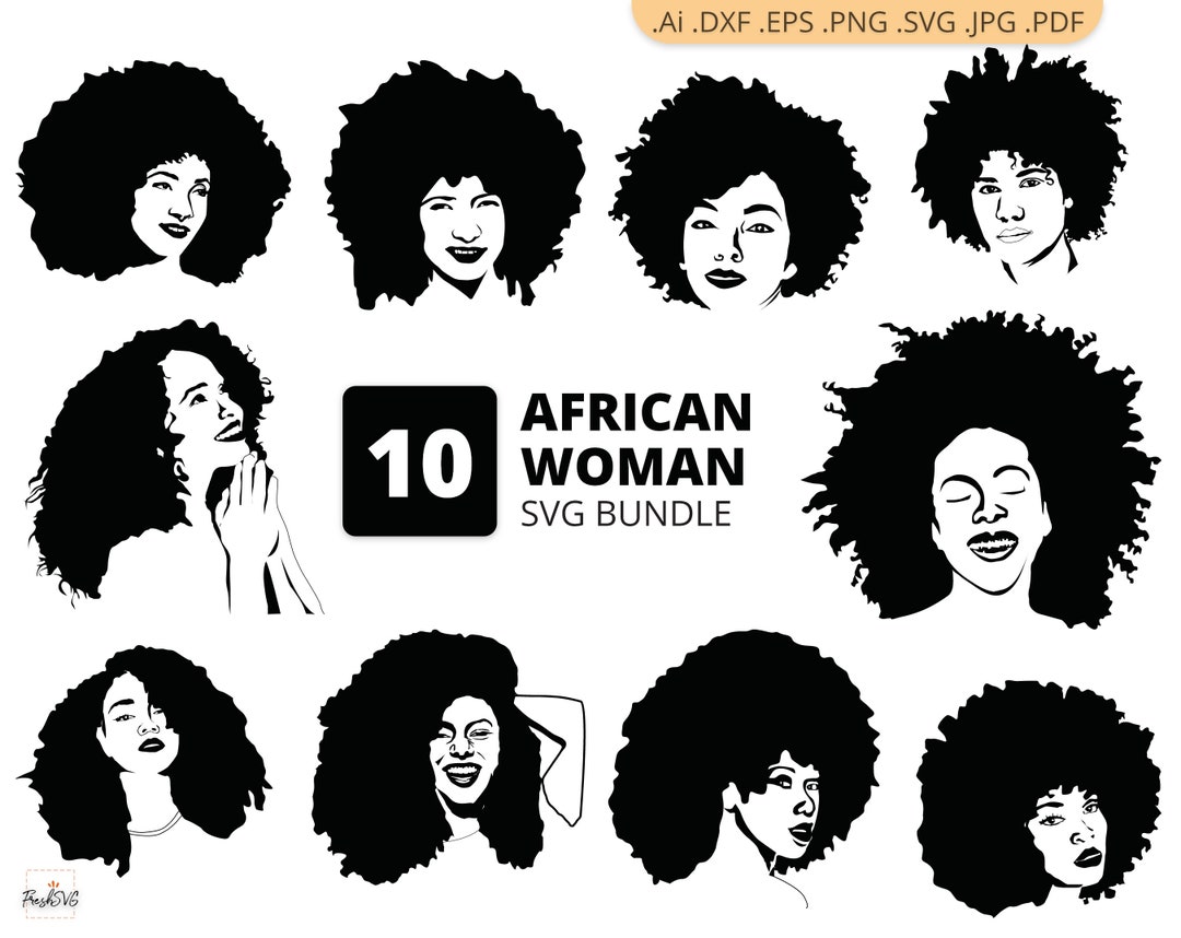 African Woman Svg African Woman Bundle Svg African Woman Silhouette