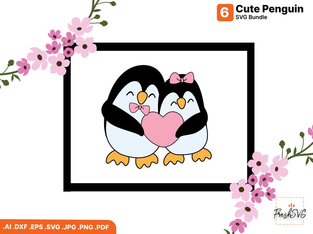 Cute Penguin Svg Bundle, Valentine's Day, Couple Penguin Svg, Winter ...