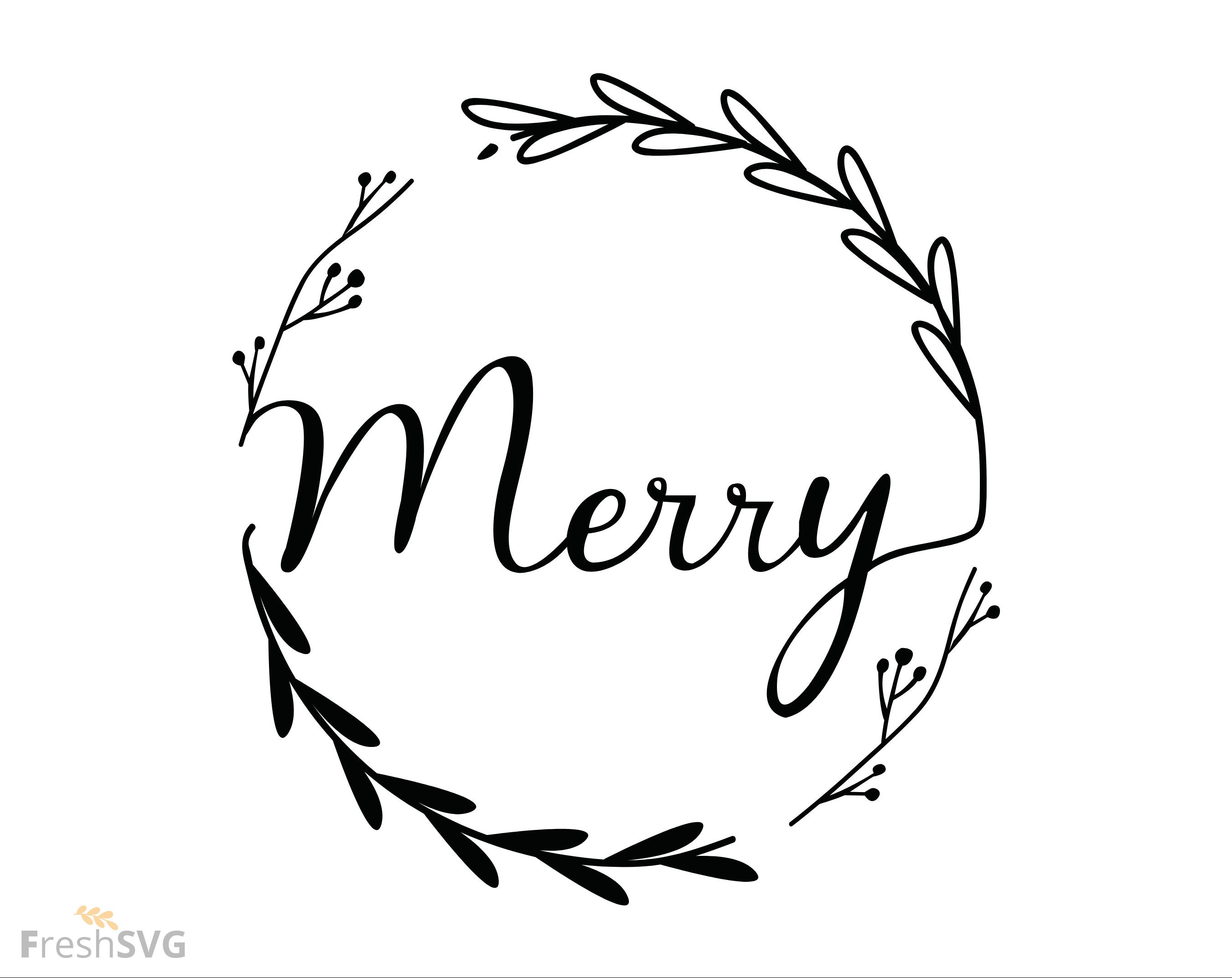 Merry Christmas Merry Wreath Svg Merry DXF Cut File Svg Cut - Etsy
