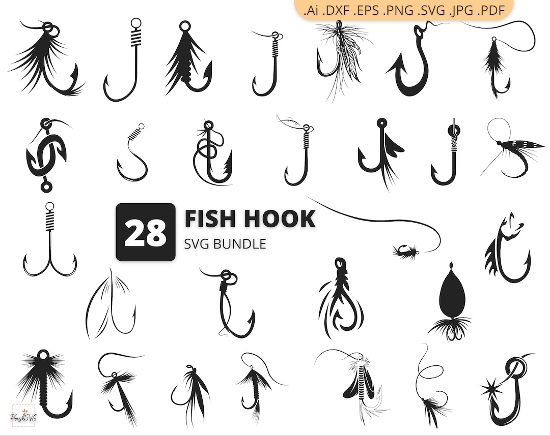 Fish Hook SVG, Fish Hook Bundle SVG, Fish Hook Silhouette, Fish Hook ...