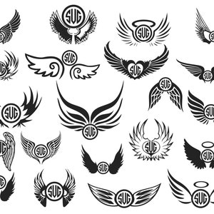 Wings Monogram SVG, Wings Monogram Bundle SVG, Wings Monogram ...