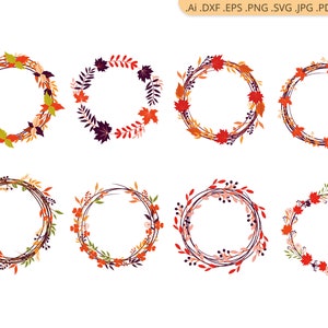Autumn Wreath SVG, Autumn Wreath Bundle SVG, Autumn Wreath Silhouette ...