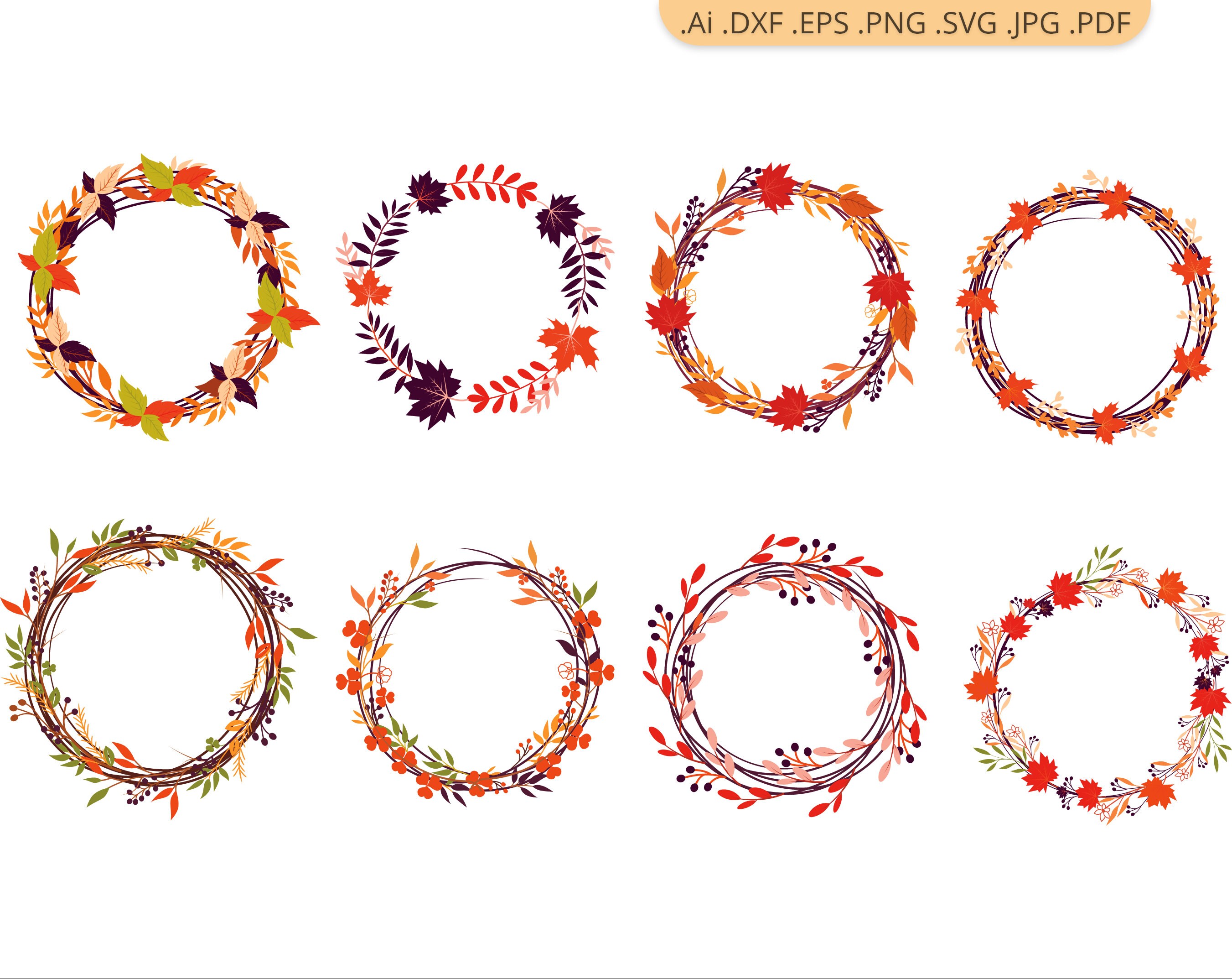 Autumn Wreath SVG Autumn Wreath Bundle SVG Autumn Wreath | Etsy
