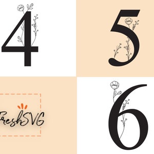 Floral Number SVG, Floral Numbers SVG Bundle, Silhouette, Clipart ...