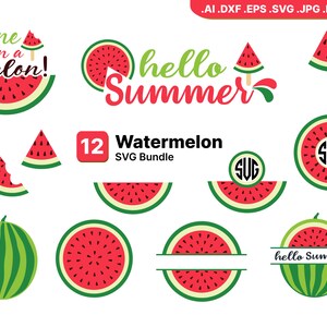 Watermelon SVG Bundle, Summer, Watermelon Monogram SVS, Silhouette ...