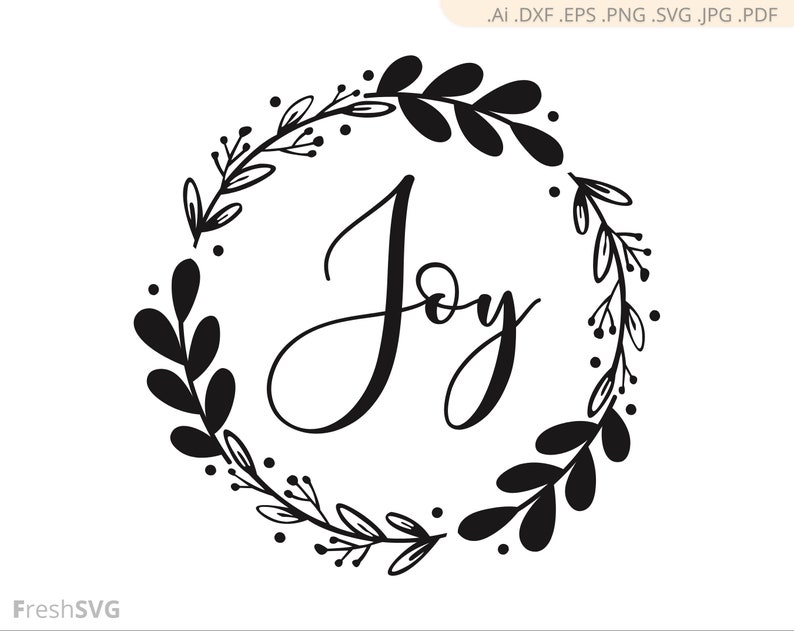 Joy Wreath Svg Christmas Joy Svg Joy DXF Cut File Svg Cut Cricut Svg ...