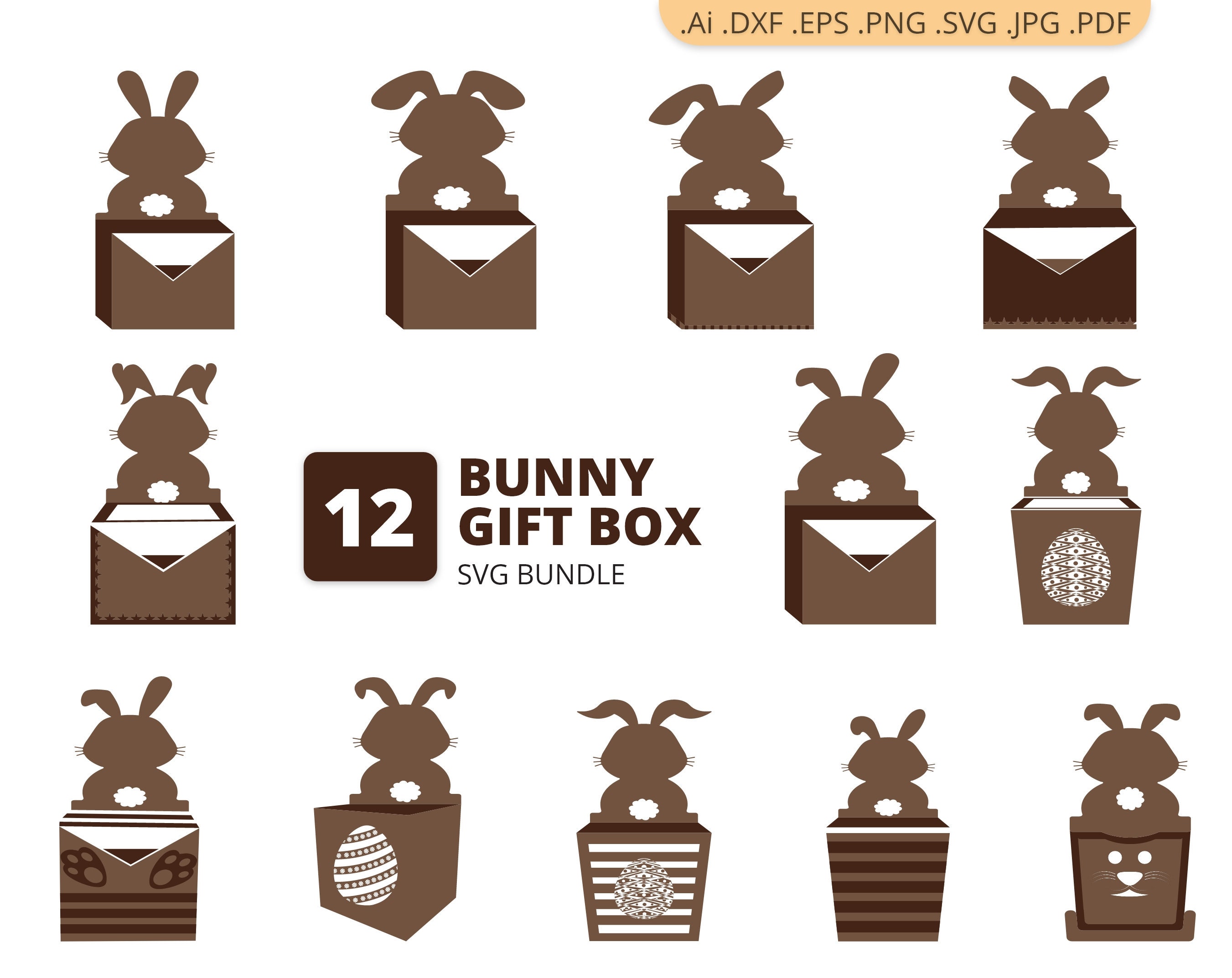 Bunny Gift Box SVG, Bunny Gift Box Bundle SVG, Bunny Gift Box ...