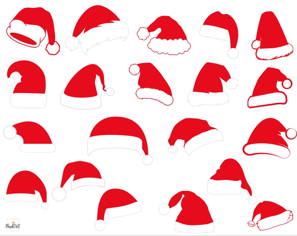 Santa Hat SVG Santa Hat Bundle SVG Santa Hat Silhouette - Etsy