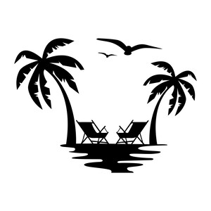 Sunset Beach SVG, Beach SVG Bundle, Silhouette, Clipart, Digital File ...