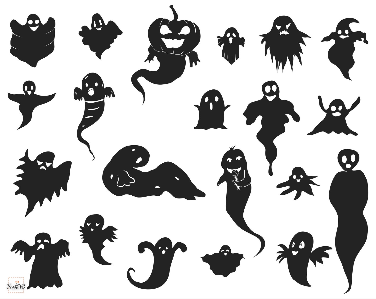 Ghost SVG Ghost Bundle SVG Ghost Silhouette Halloween Ghost - Etsy