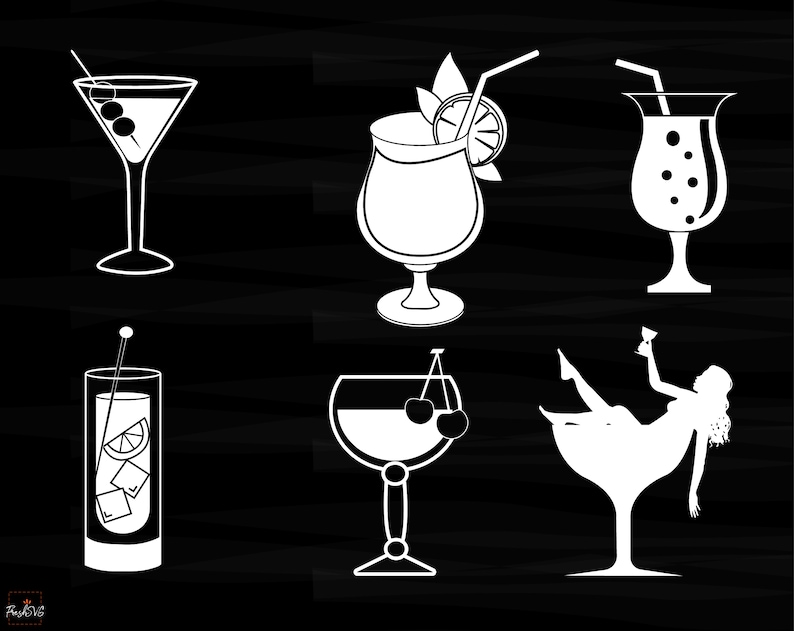 Cocktail Svg Cocktail Bundle Svg Cocktail Silhouette Etsy