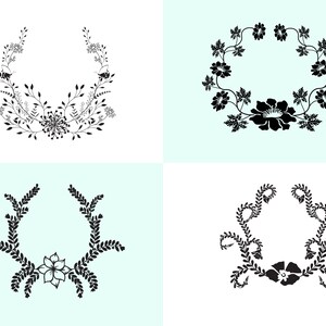 Botanical Floral Frame SVG, Wreath SVG Bundle, Silhouette, Clipart ...