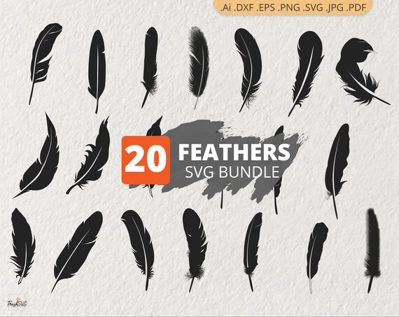 Feathers SVG Feathers Bundle SVG Feathers Silhouette - Etsy