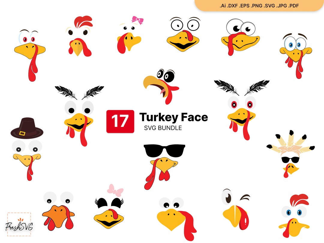 Turkey Face SVG, Turkey Face SVG Bundle, Turkey Face Silhouette, Turkey ...