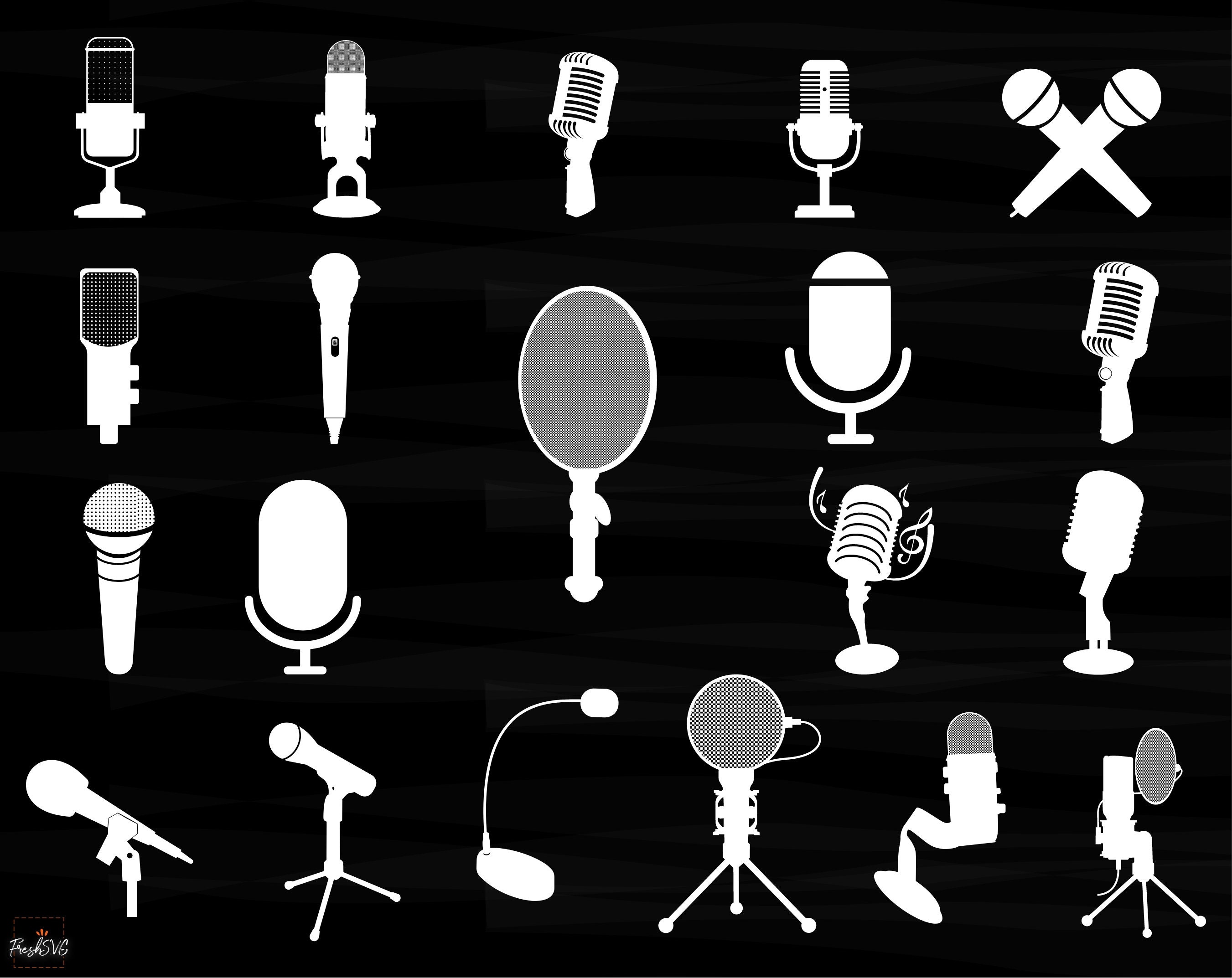 Microphone SVG Microphone Bundle SVG Microphone Silhouette - Etsy UK