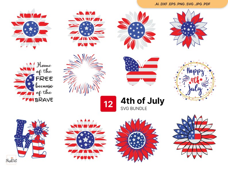 4th of July SVG 4th of July SVG Bundle 4th of July Circle - Etsy