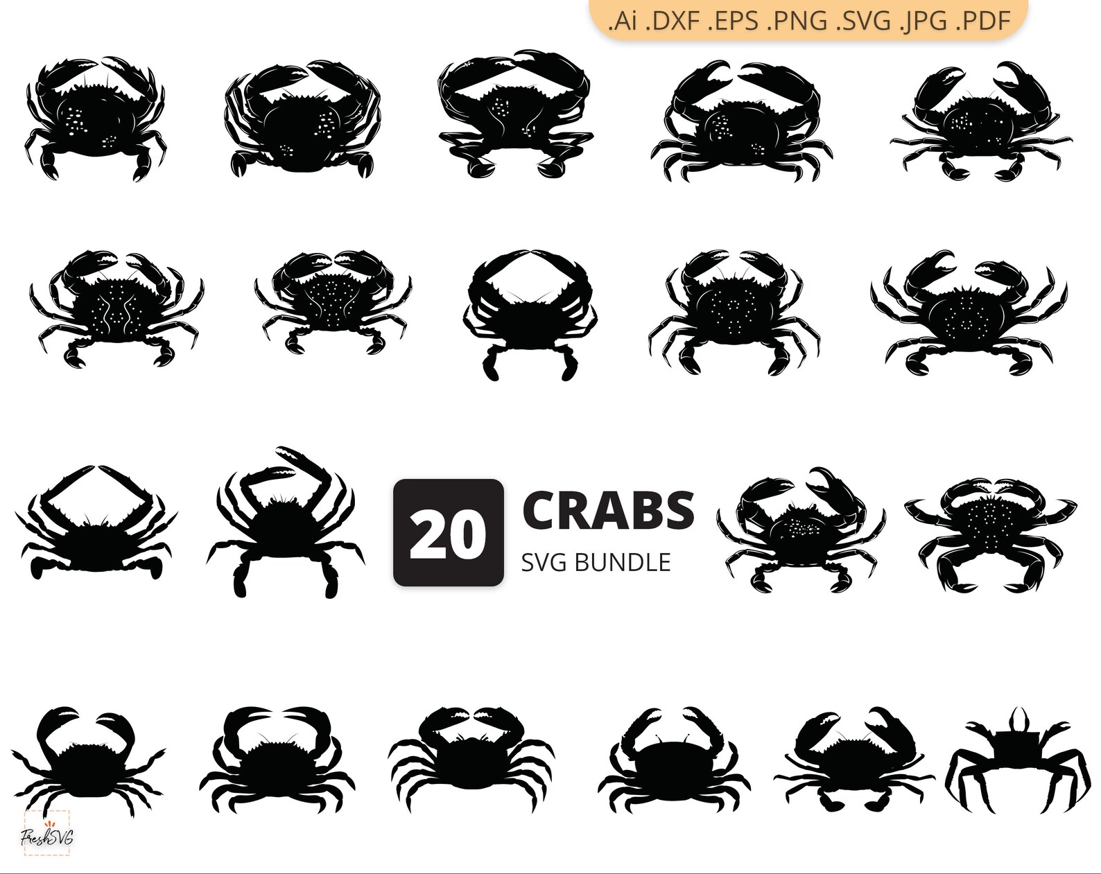 True Crabs SVG, Crabs Bundle SVG, Crabs Silhouette, Crabs Clipart ...