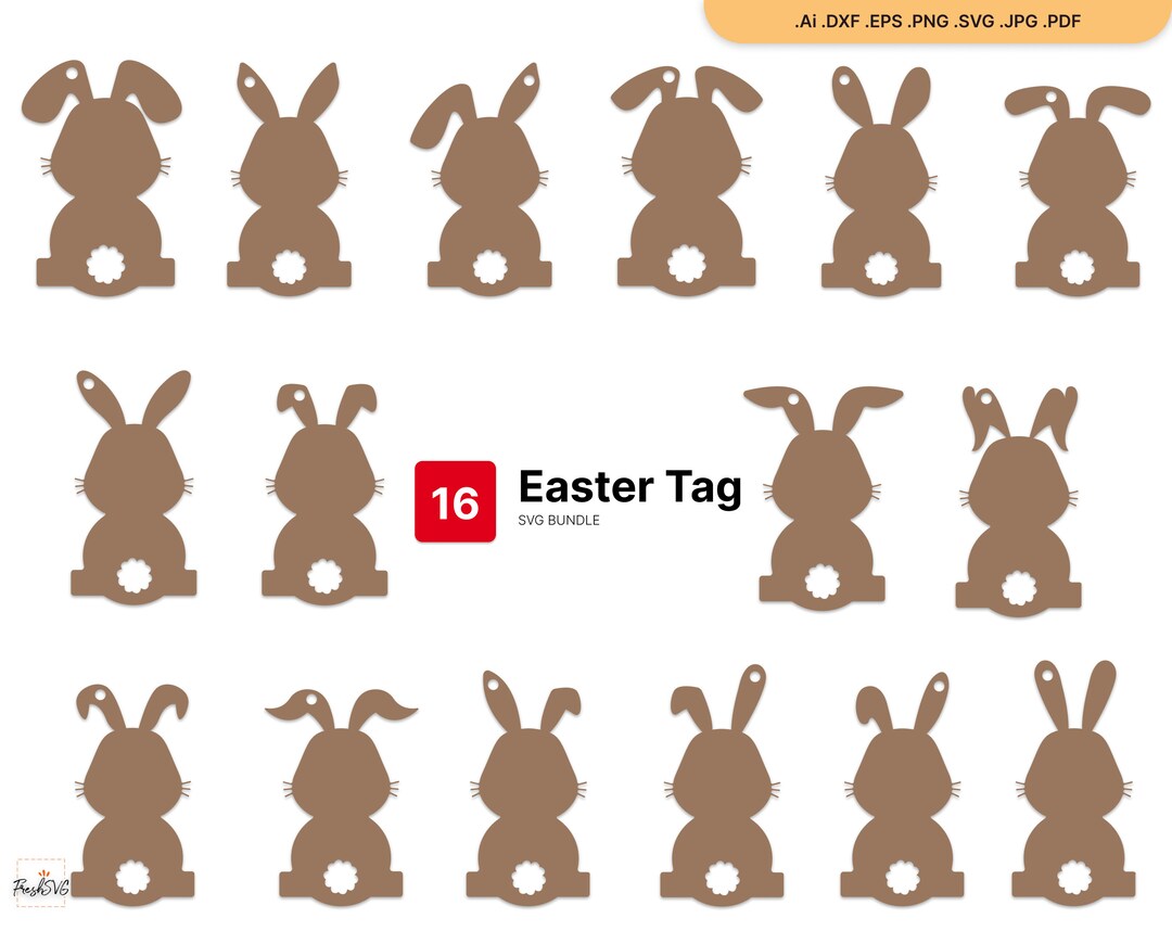 Easter Bunny Tag SVG, Easter Bunny Tag Bundle SVG, Easter Bunny Tag ...