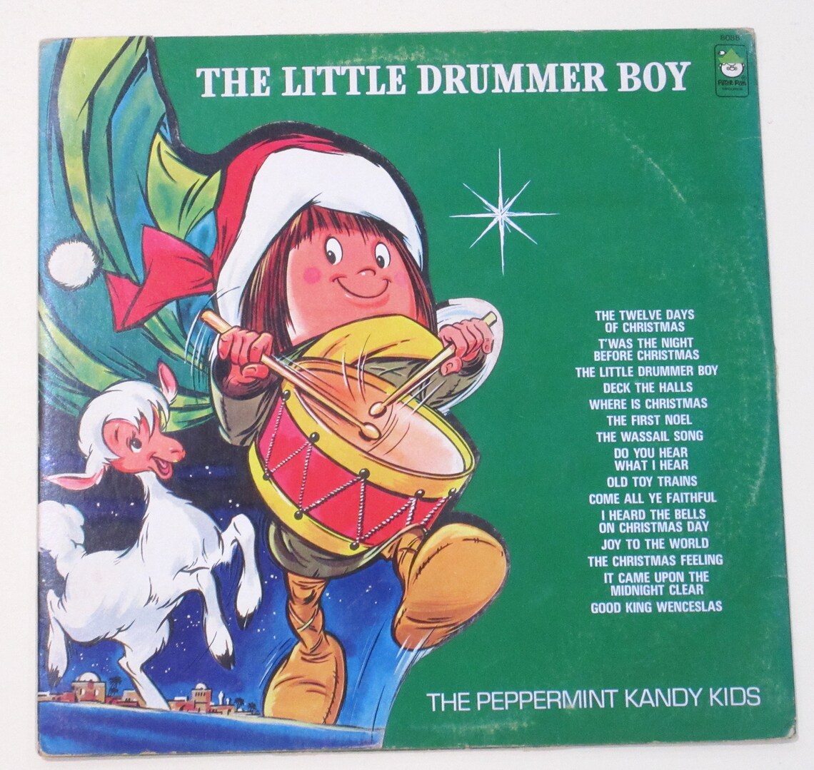 Christmas Vinyl Peppermint Kandy Kids Tear off Decor Little Drummer Boy ...