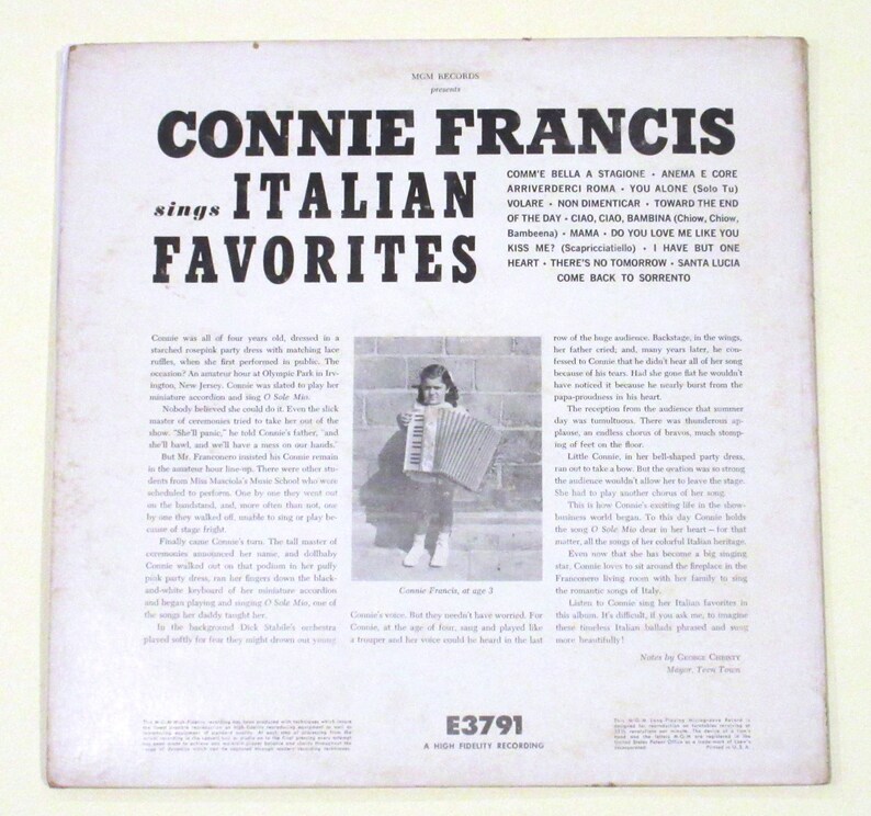 Connie Francis Vinyl Hits Best of 1960s Italian Spanish or - Etsy