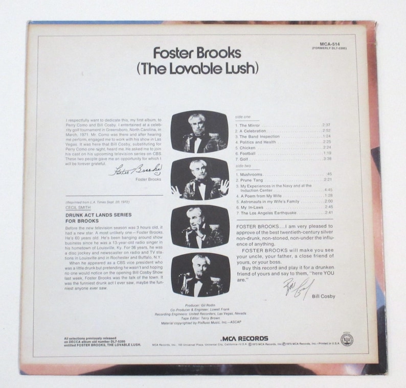 Foster Brooks Comedy Vinyl Lovable Lush 1970s Drunk Nightclub Act ...
