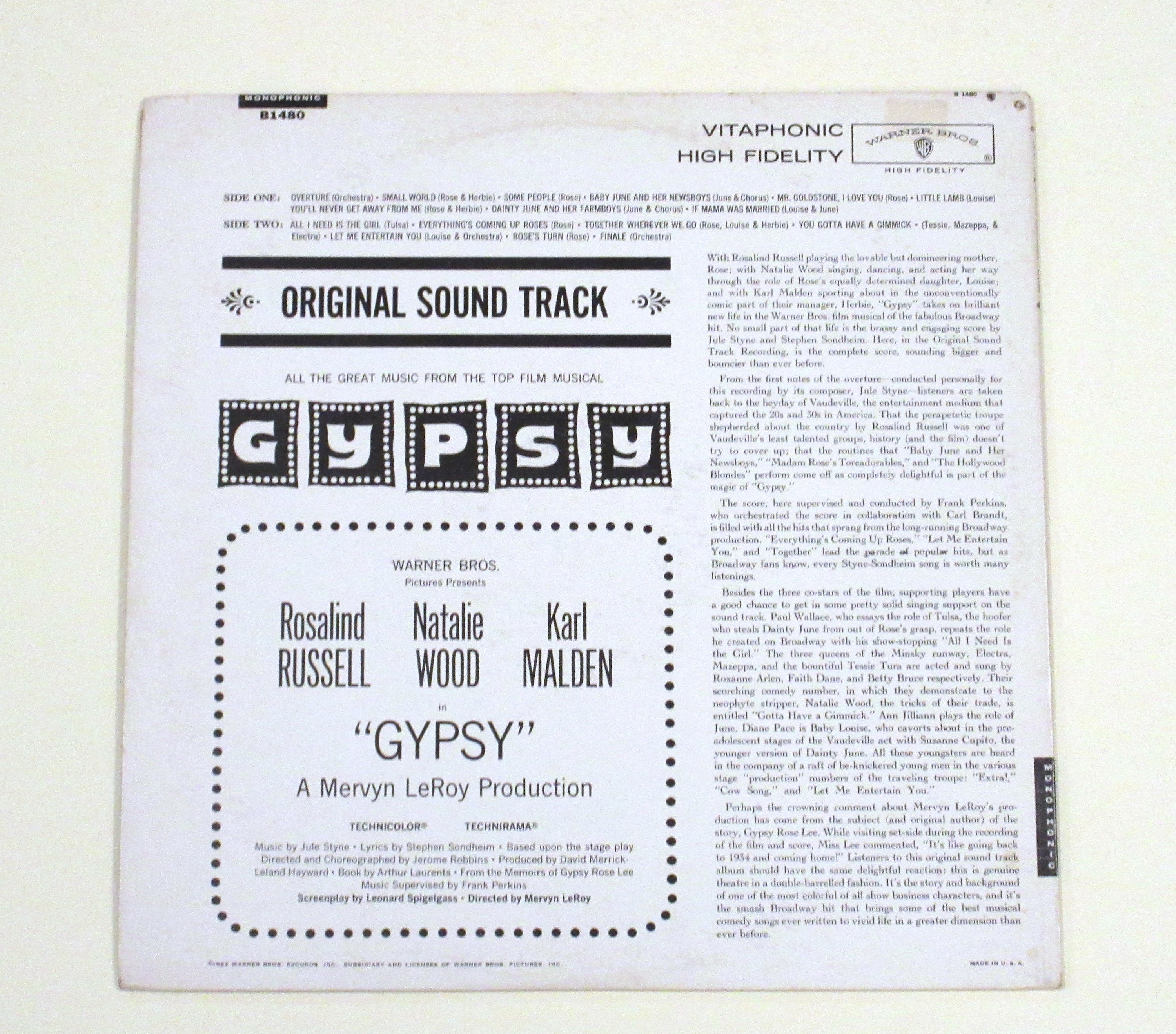 Gypsy Vinyl Broadway Ethel Merman or Movie Natalie Wood - Etsy UK