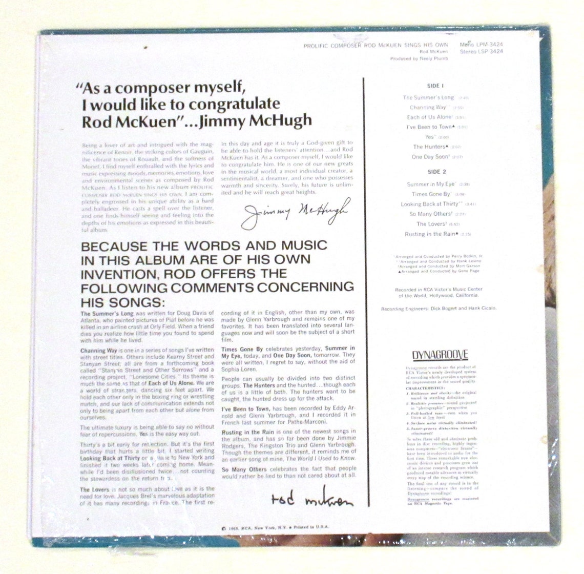 Rod Mckuen Vinyl 1960s Poetry Songs Choice of Greatest Hits - Etsy UK