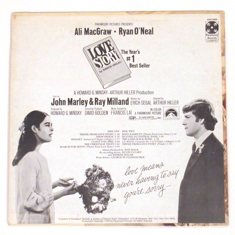 Love Story Vinyl 1970 Soundtrack Album OR Dialogue-music - Etsy