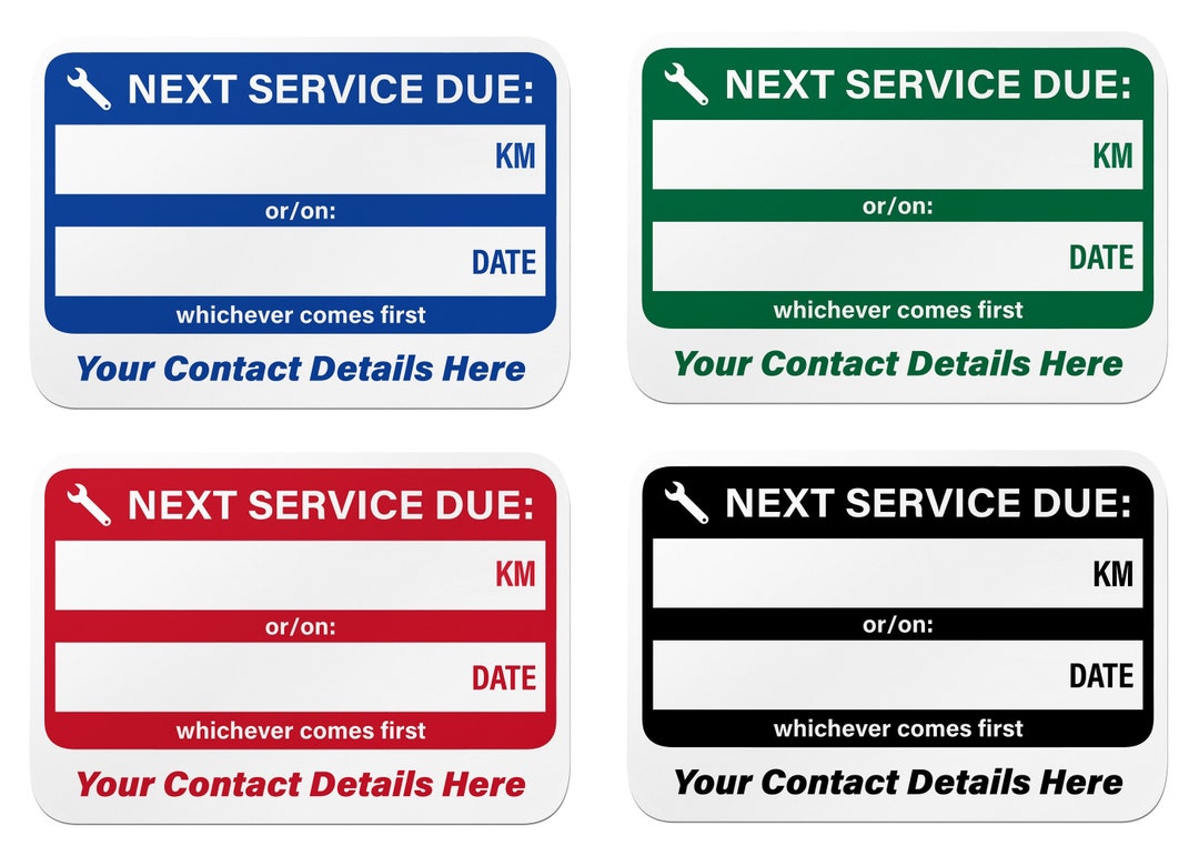 Custom Next Service Due Stickers: Personalised Vehicle Maintenance ...