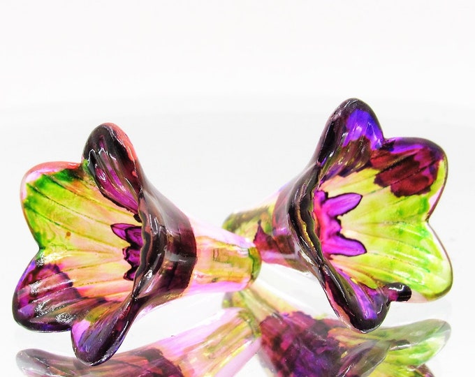 NEW COLORS: Hand Painted Lucite Flower Beads - Etsy