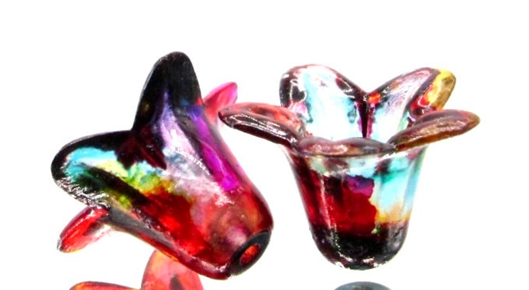 NEW COLORS: Hand Painted Lucite Flower Bead small 2 Pcs - Etsy