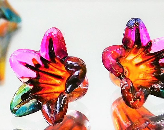NEW COLORS: Hand Painted Lucite Flower Bead small 2 Pcs - Etsy
