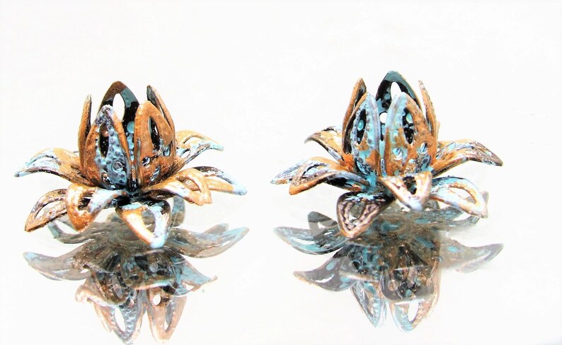 Artisan Rusted Copper Turquoise Patina Bead Cap - Etsy