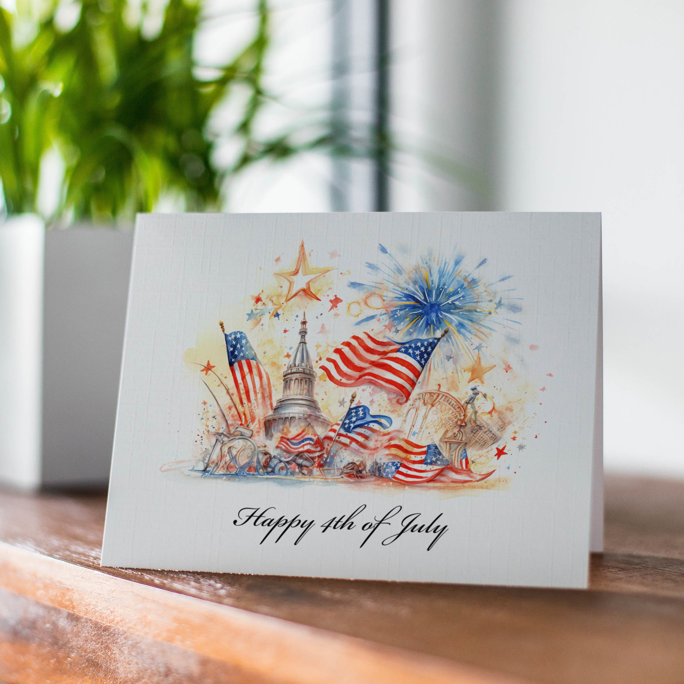 Happy 4th of July Card With Watercolor Patriotic Balloons - Etsy