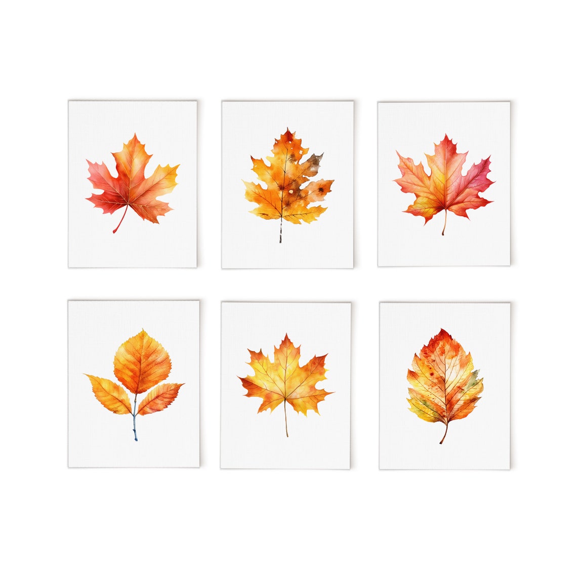Autumn Leaves Cards, Watercolor Fall Leaves, Fall Note Cards, Autumn ...