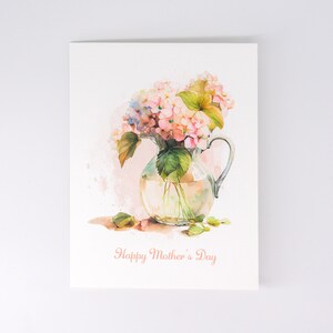 Happy Mothers Day Card Unique With Hydrangea Watercolor, Flower Bouquet ...