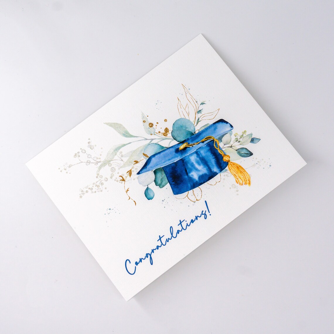 Blue Cap & Floral College Graduation Card Congrats Graduation Show Your ...