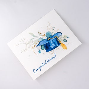 Blue Cap & Floral College Graduation Card - Congrats Graduation! Show ...