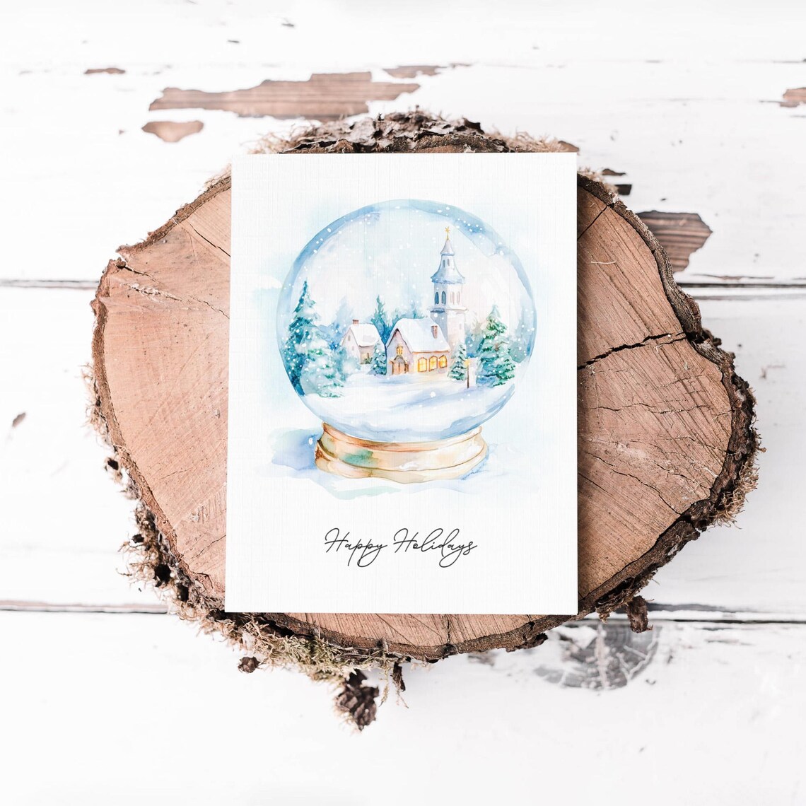 Festive Blue Watercolor Holiday Card Pack, 6 Unique Christmas Greetings ...