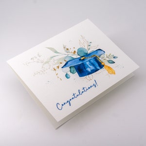 Blue Cap & Floral College Graduation Card - Congrats Graduation! Show ...